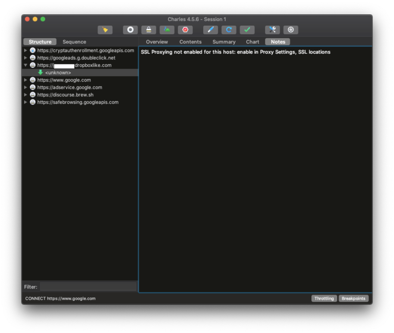 Charles 顯示錯誤訊息:ssl Proxying Not Enabled For This Host Enable In Proxy Settings Ssl Locations