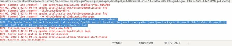 The Apache Tomcat Native library which allows using OpenSSL was not found on the java.library ...