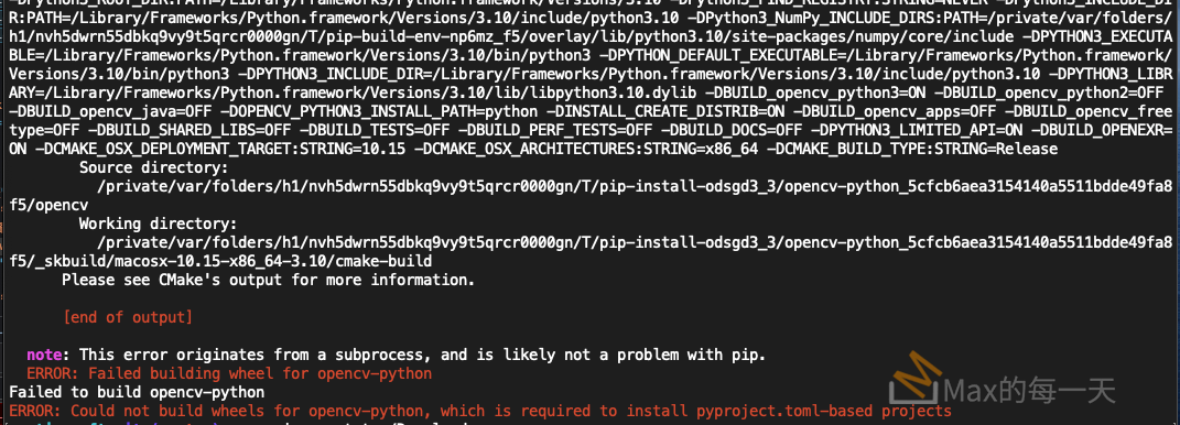 python3 在 macOS 安裝opencv-python失敗的解法 – Max的程式語言筆記 python3 在 macOS 安裝opencv-python失敗的解法 – Max的程式語言筆記