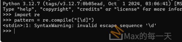 Python 中看到的 SyntaxWarning: invalid escape sequence ‘\d’ 警告 – Max的程式語言筆記